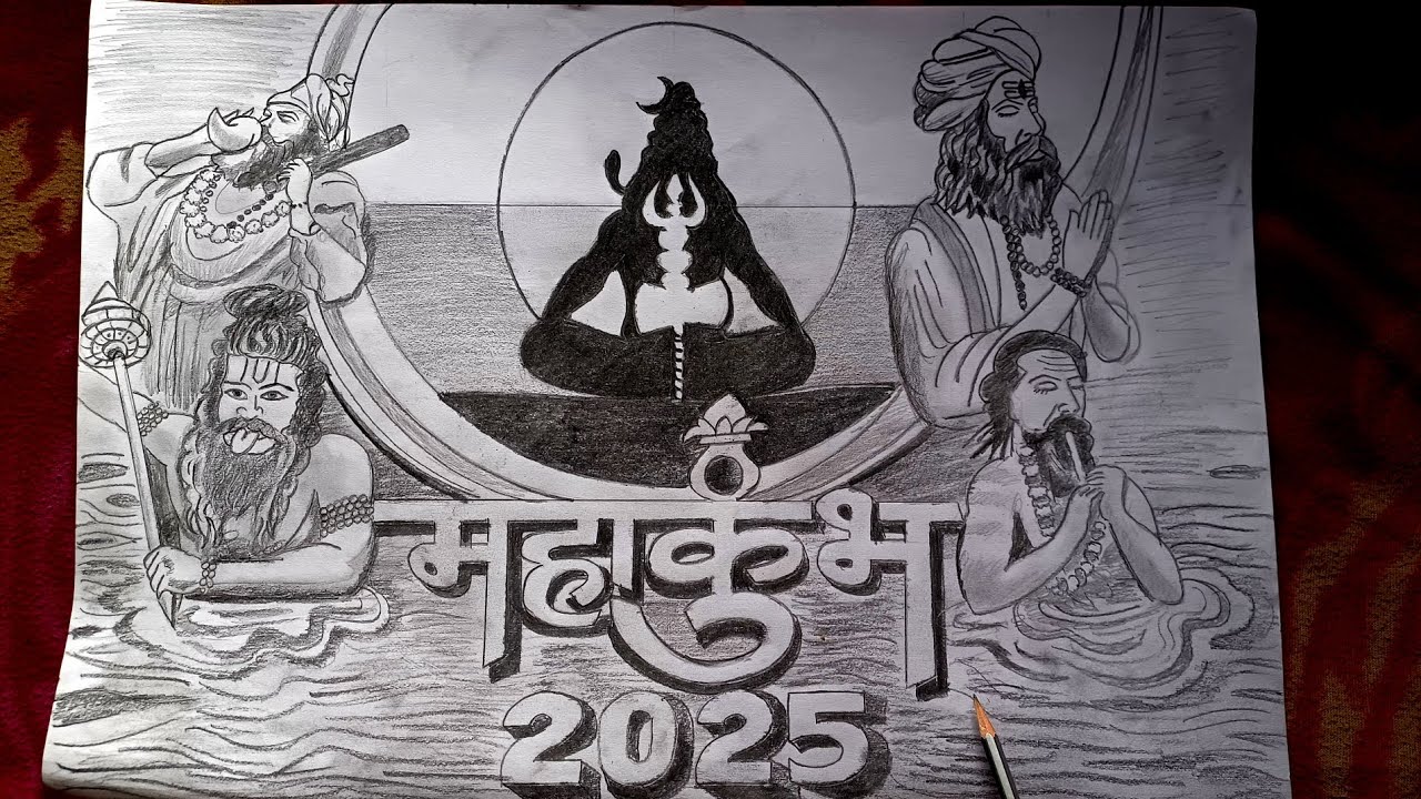 MahaKumbh Mela Prayagraj 2025 | Shahi Snan Aakhada Drawing Easy | Lord ...