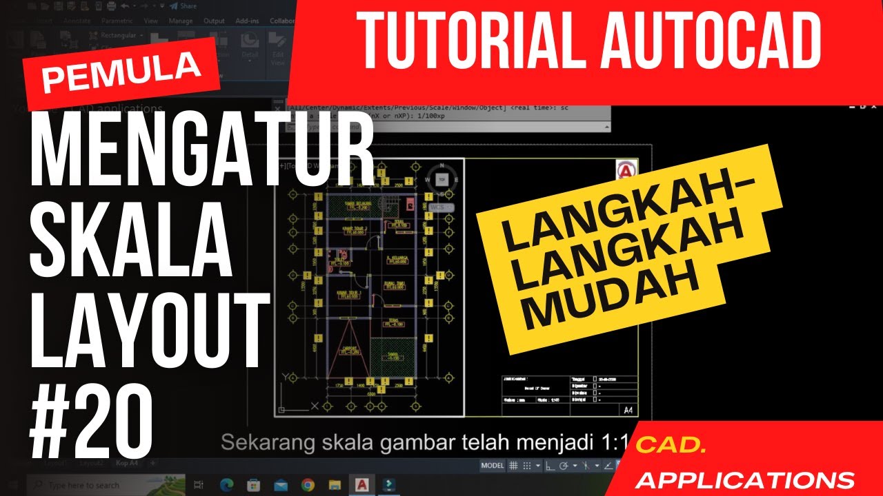 Autocad tutorial ~ cara mengatur skala di layout (skala 1:100) - YouTube