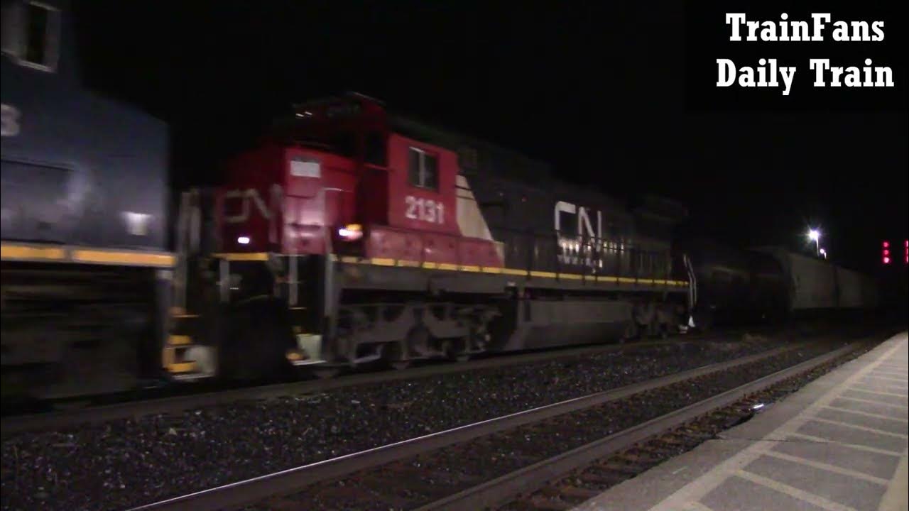 Manifest Train CN X396 CN 3108 BCOL 4653 & CN 2131 Locomotives Sarnia Ontario - YouTube