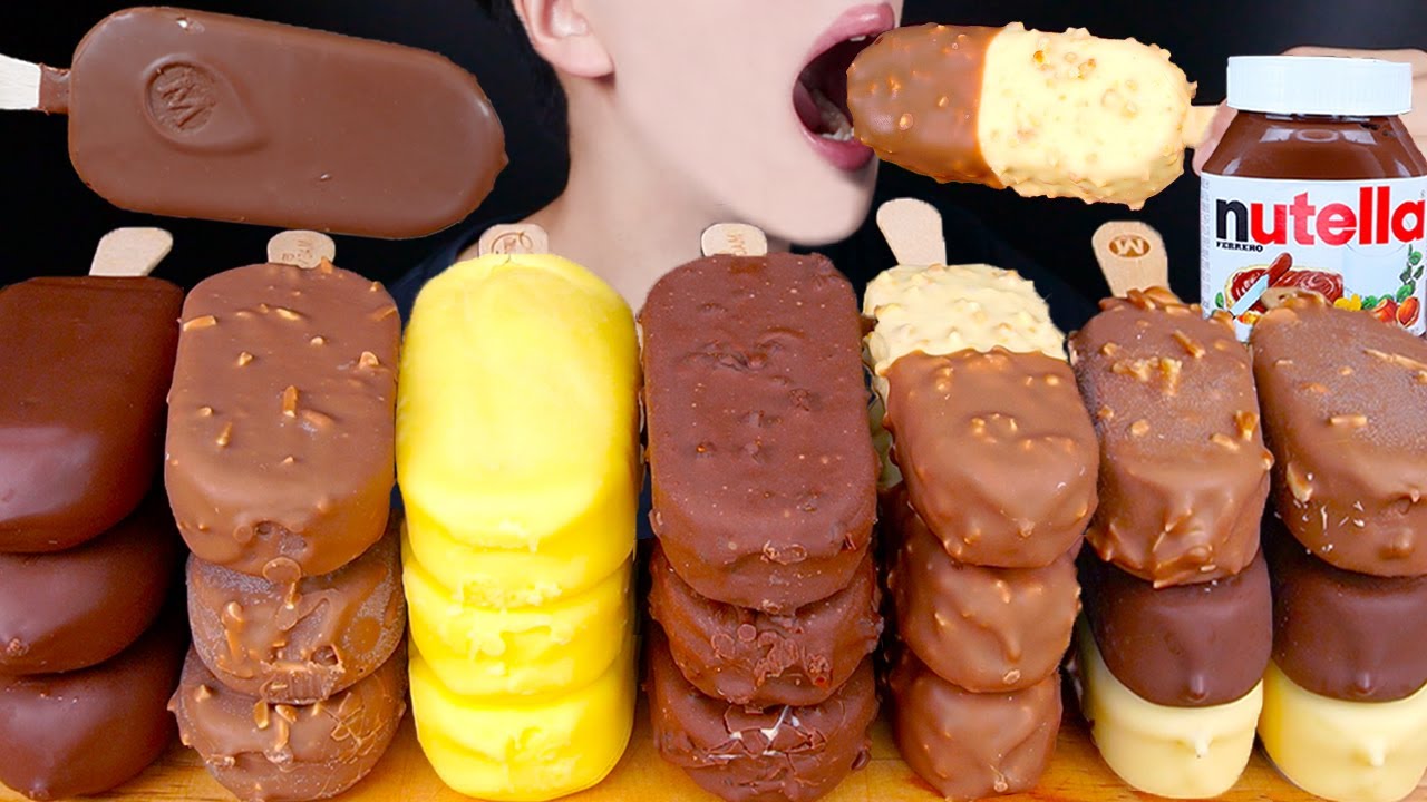 Asmr New Magnum Chocolate Ice Cream Nutella Dessert Mukbang초콜릿 아이스크림 먹방