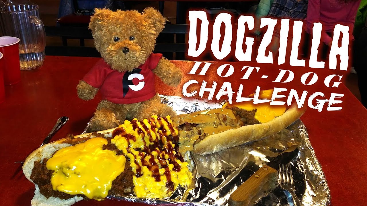 CHEESY 5LB DOGZILLA HOT DOG CHALLENGE!! - YouTube