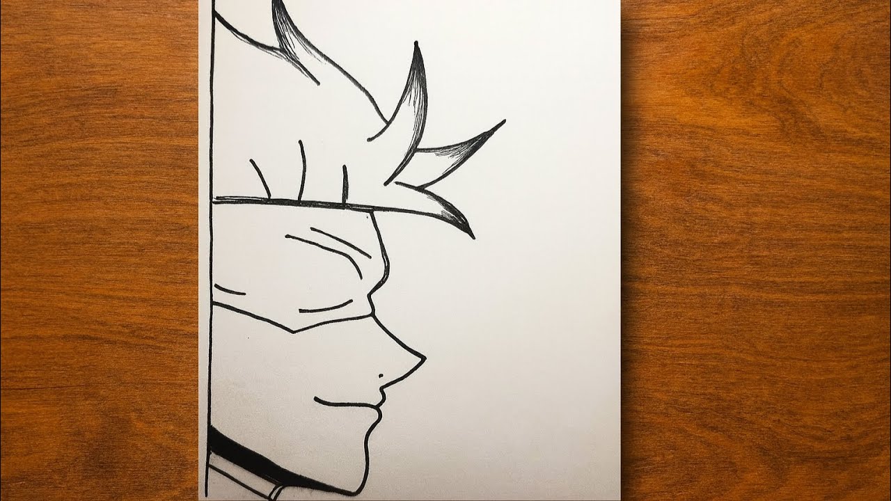 how to draw gojo side face step by step//easy gojo drawing for ...