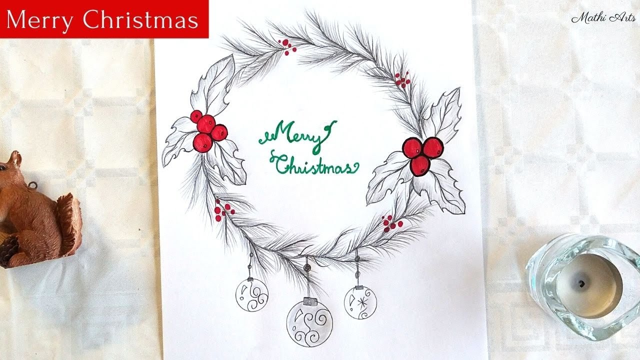 Christmas Pencil Drawing Easy || How to draw Chirstmas 🎄 Garland for ...