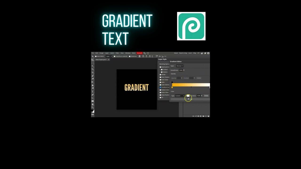 Gradient Text effect in Photopea lPhotopea tutorial #easy canva - YouTube