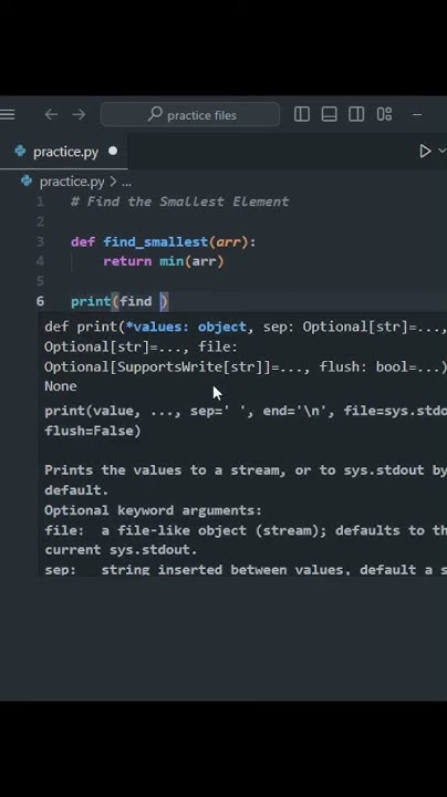 Smallest Elements Python Pythonprogrammingcodinglearnpython Pythonforbeginners Youtube