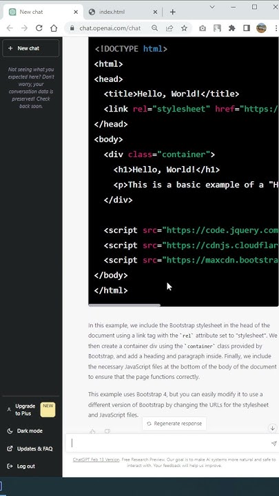 Design Hello World HTML using CHAT GPT In Bootstrap | Chat Gpt Website ...