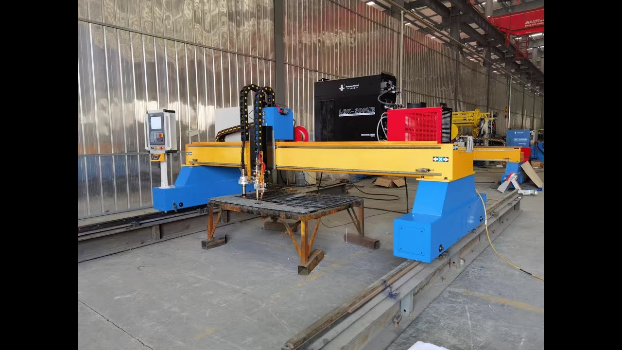 ground rail plasma cutting machine with flame cutting torch - YouTube