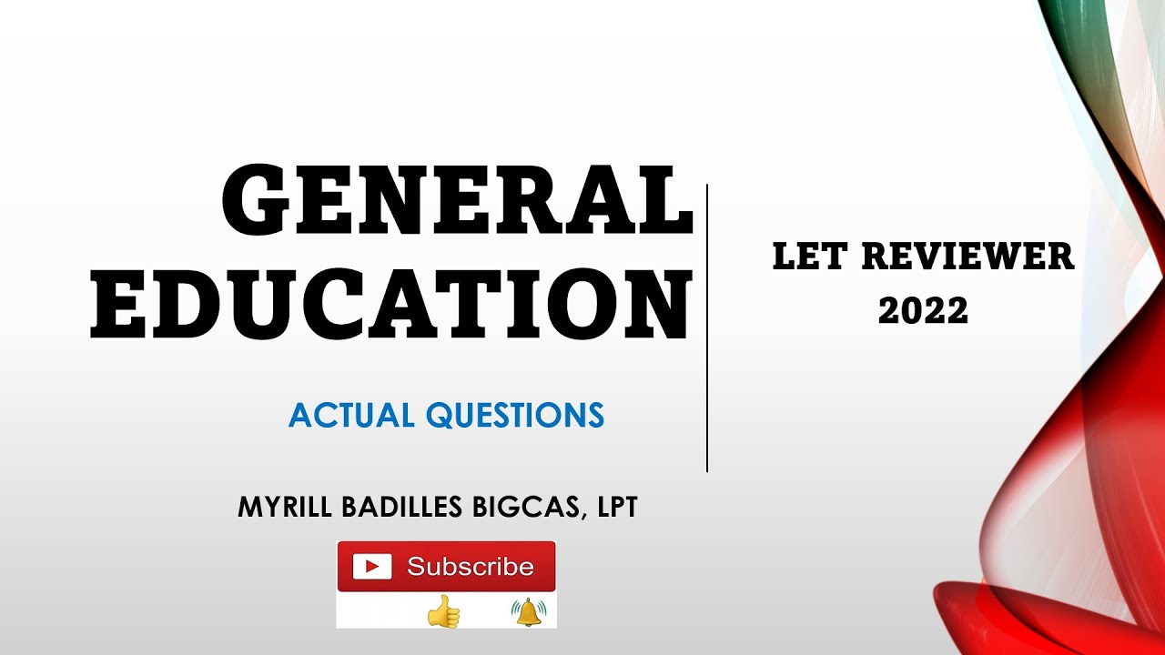 General Education Actual LET questions 2022 - YouTube