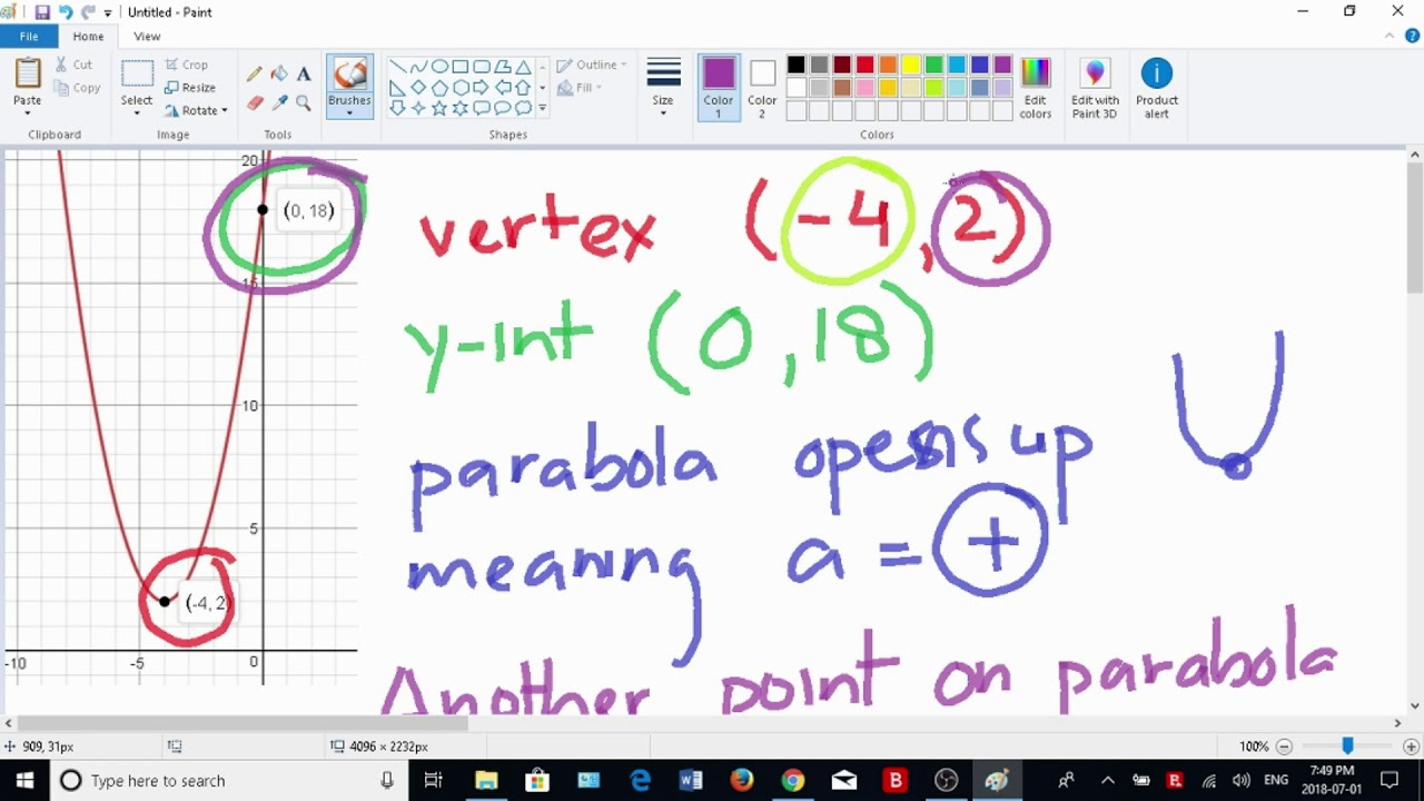 Reading Parabola and creating formulas done! - YouTube