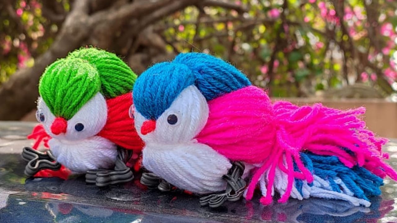How To Make Woolen Bird At Home | DIY Yarn Bird | Woolen Bird ...