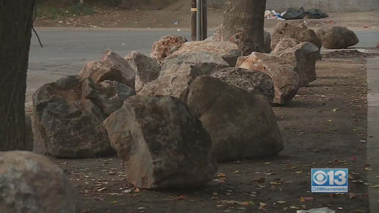 Boulders placed outside Sacramento business to deter homeless camping ...