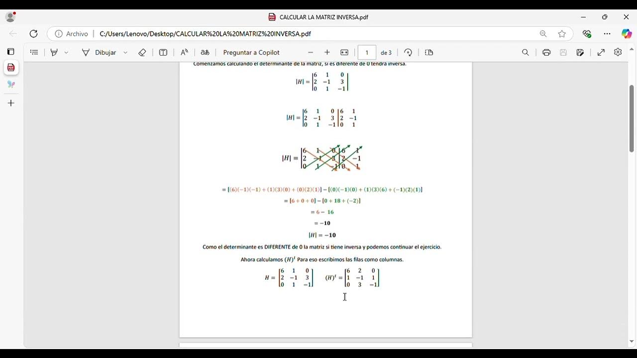 CALCULAR LA MATRIZ INVERSA - YouTube