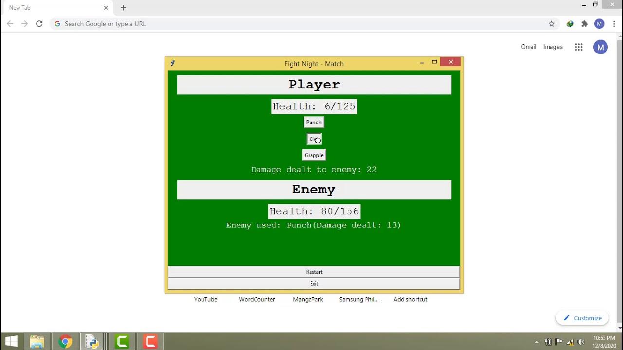 Simple Fighting Game using Python DEMO - YouTube