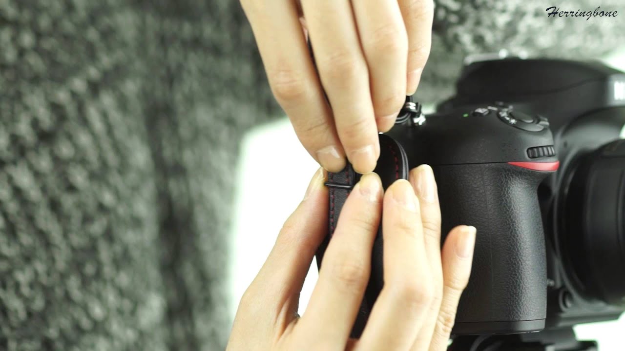 Installing Herringbone Heritage Leather Hand Strap (Black/Red Stitch ...