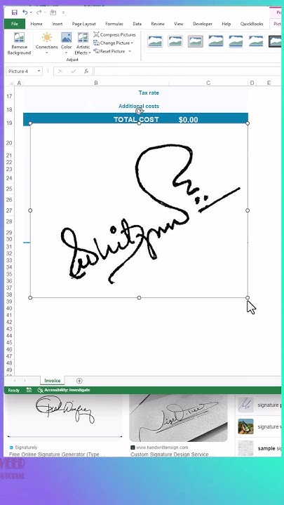 How To Add Insert Signatures In Excel Spreadsheet - Youtube