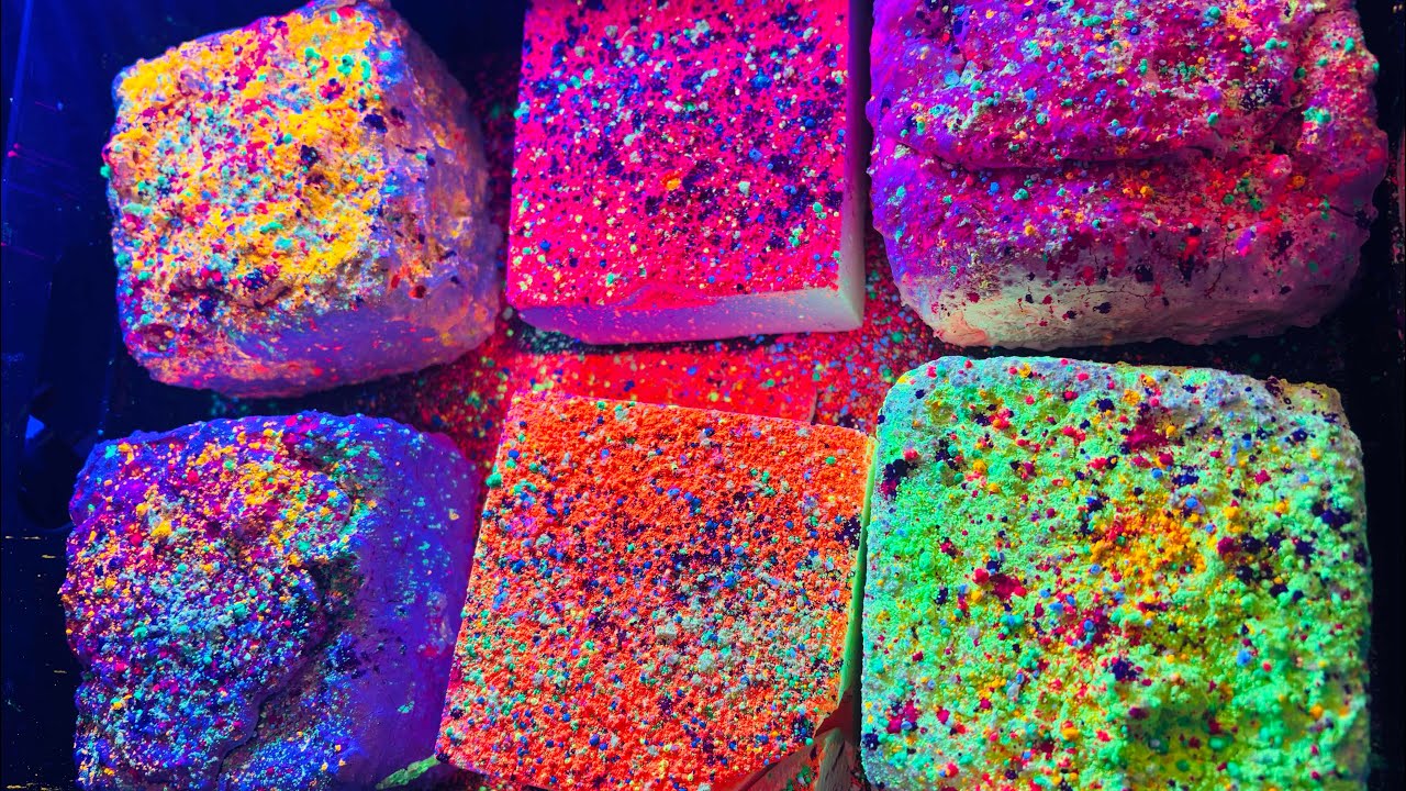 Crispy fresh blocks topped with neon pigment and gritty pasted reforms ...