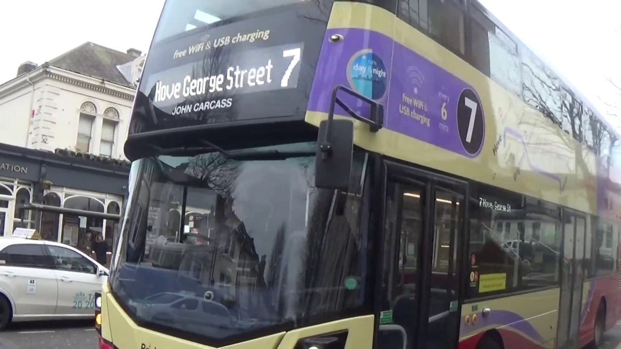 Brighton and Hove bus route 7 departing Hove Station bus stop, 6th ...