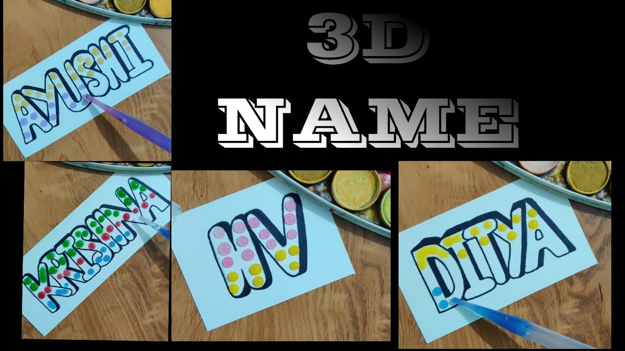 How to draw 3D Name illustration... water drop. - YouTube