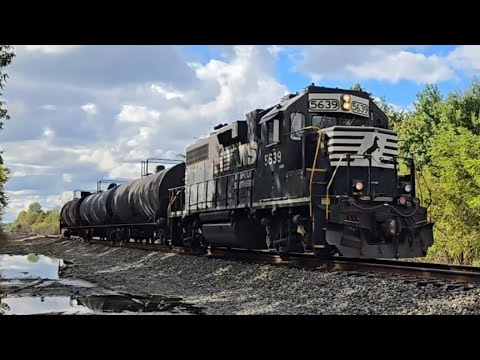 Very Fast 60MPH NS Local C64 - ( 3 Tank Cars ) - GP38-2 #5639 – Madison OH in Oct 2024 - YouTube