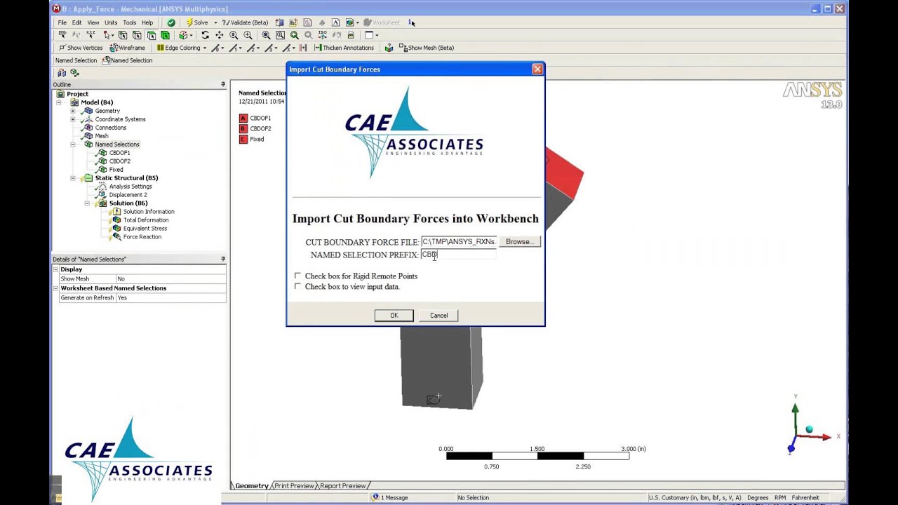 Force-Based Submodeling in ANSYS Workbench - CAE Associates - YouTube