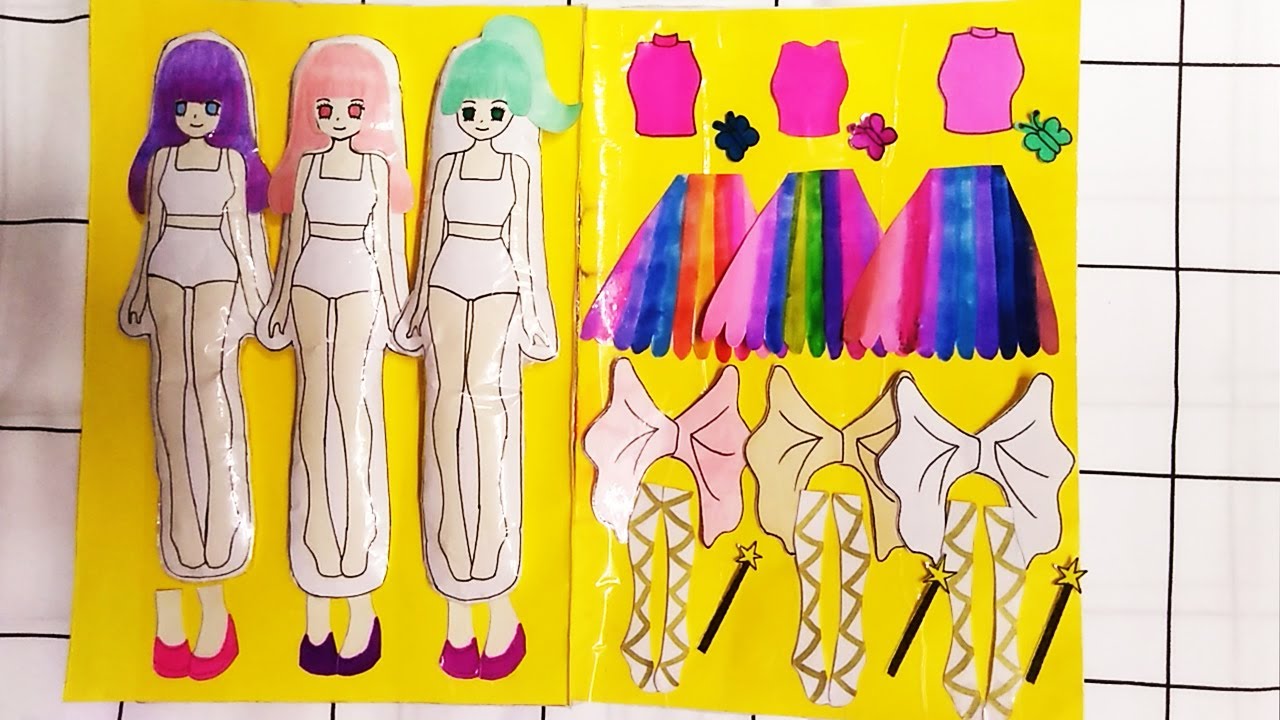 (PAPER DIY) HOW TO MAKE PAPER DOLL BOOK/ RAINBOW FAIRY PRINCESS DRESS ...