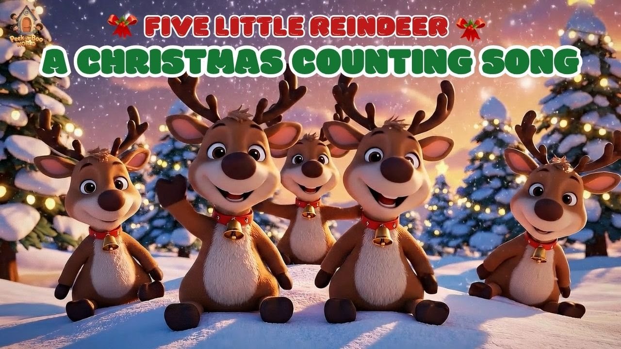 Learn Numbers with 5 Little Reindeer 🦌 | Christmas Kids Song - YouTube