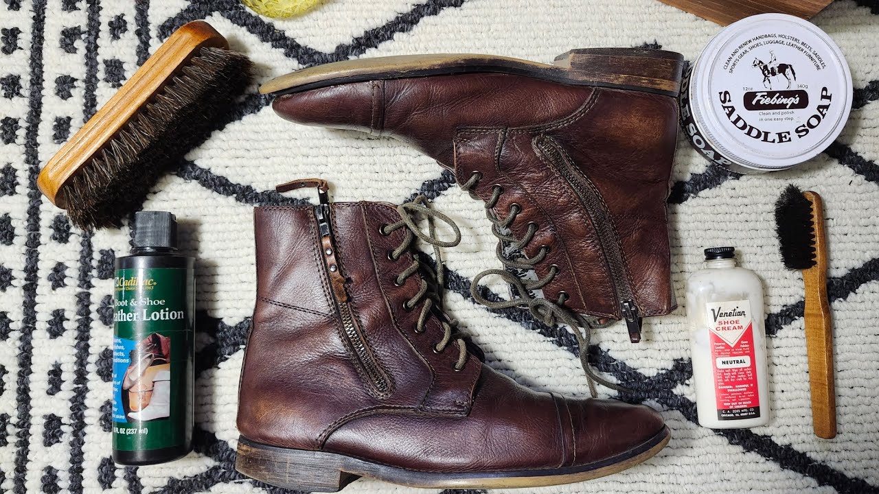 ASMR Deep Clean and Condition Leather Boots - YouTube