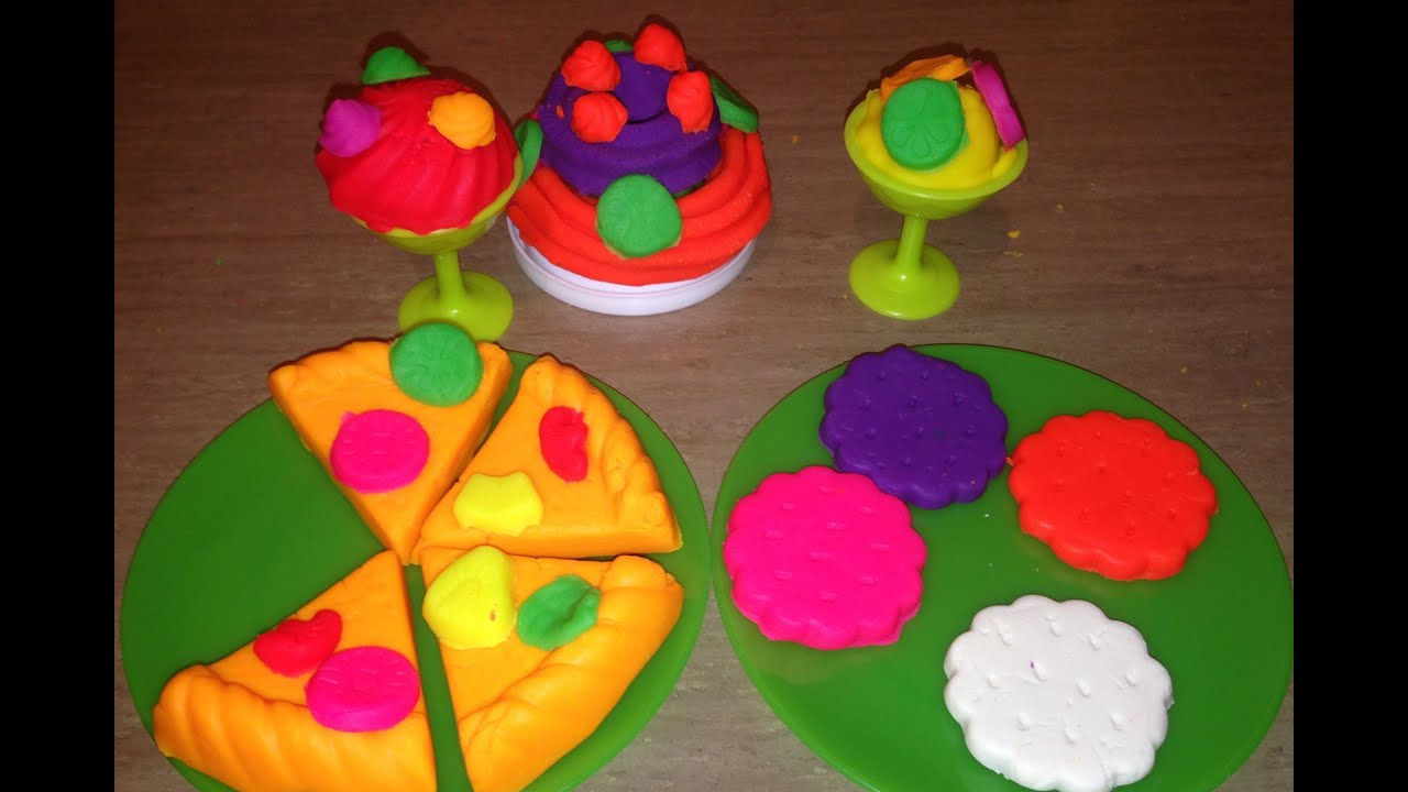 Play-Doh Ice Cream, Cookies, Cake, Pizza, Kitchen Set Making Lunch ...