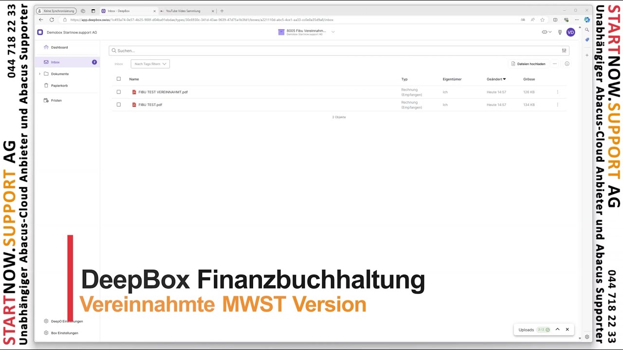 DeepBox in die Finanzbuchhaltung (MWST Vereinnahmt) - YouTube