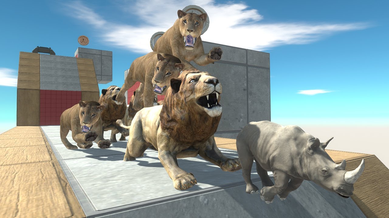 Run Away from Lion & Smilodon - Animal Revolt Battle Simulator - YouTube