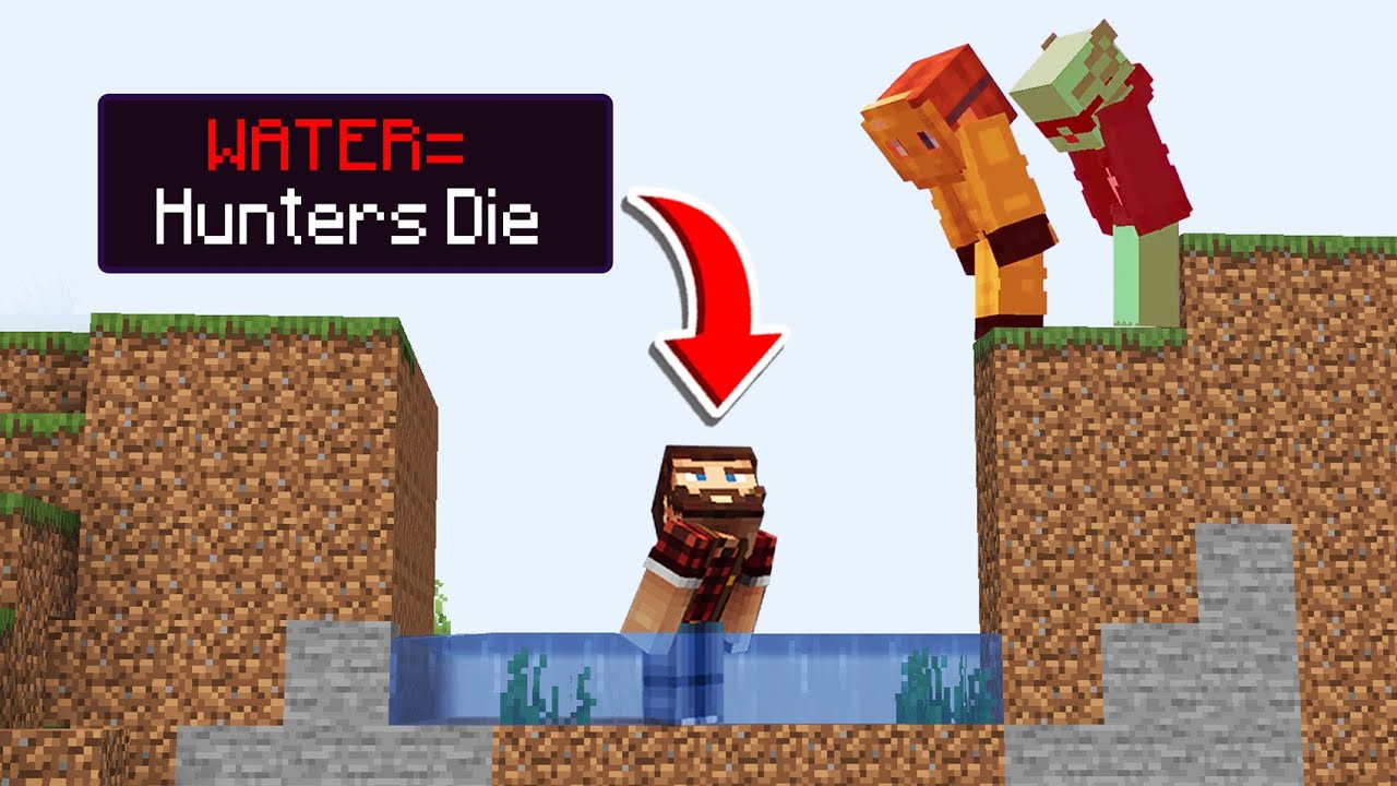 Minecraft Manhunt But Hunters Take my Water Damage - YouTube
