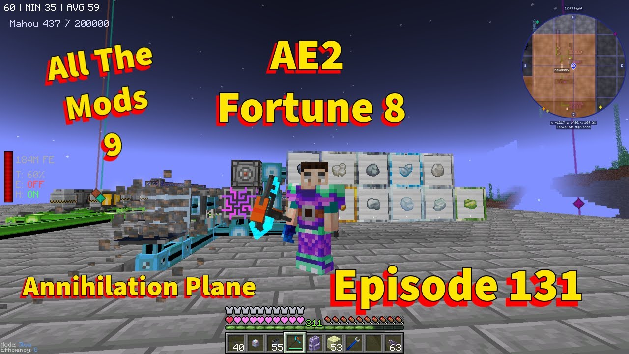 All The Mods 9. Episode 131. AE2 ME Annihilation Plane. Fortune 8 Ore ...