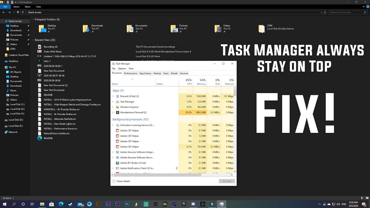 Windows 10 Professional Tips : How to Set Task manager Always On Top ...