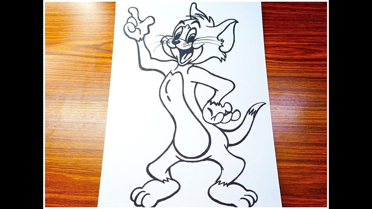 How to draw Tom from Tom & Jerry Using Marker Pen. Easy drawing tutorial. - YouTube