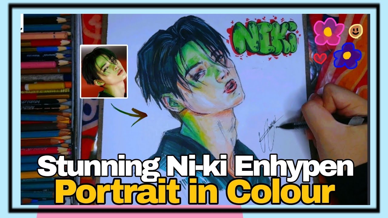 Drawing Enhypen Ni-ki | Awesome Portrait in Colour - YouTube