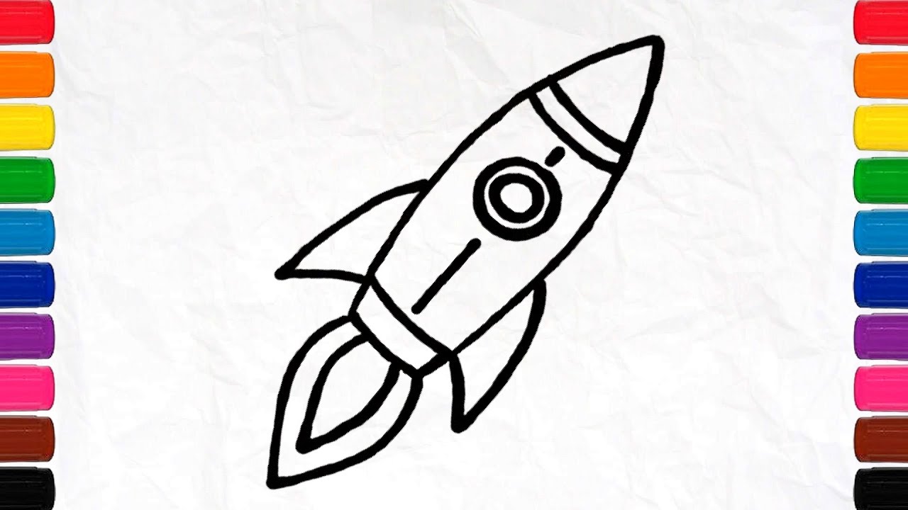 How to Draw a Rocket 🚀 | Rocket Drawing and Coloring for kids, Toddlers ...