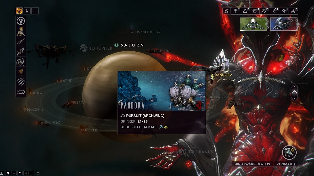 Warframe - Saturn - Pandora - Pursuit - Archwing - YouTube