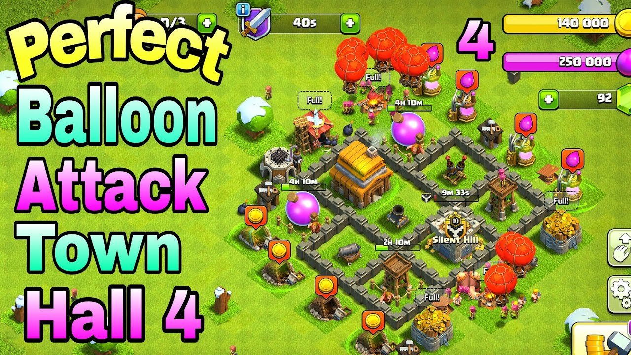 Perfect Balloon Attack Town hall 4 Clash of clan Bangla tutorial 🙂 - YouTube