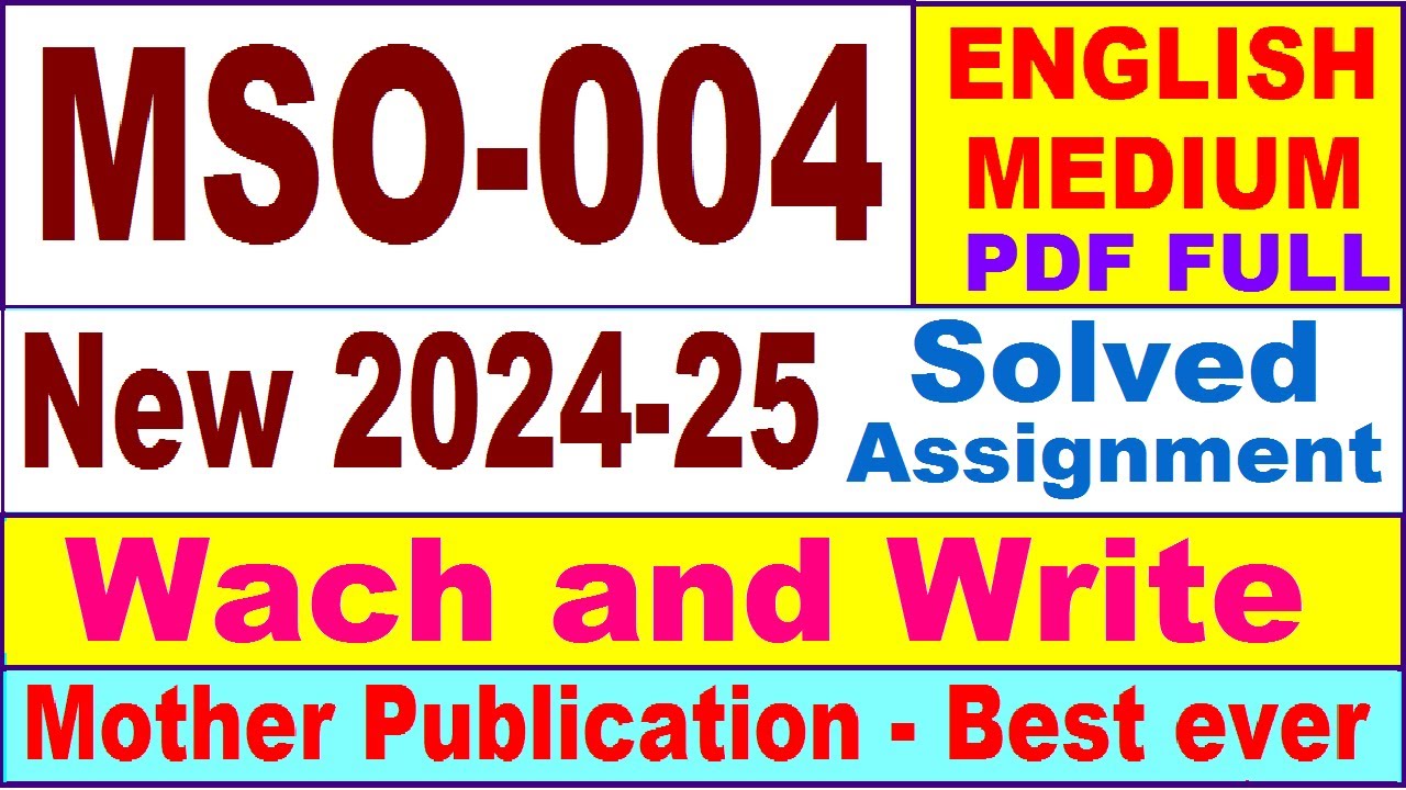 MSO 004 solved assignment 2024-25 in English || mso 004 solved ...