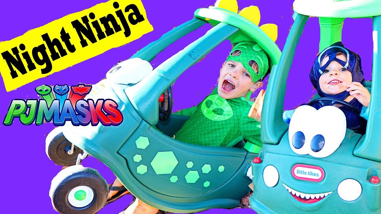 PJ Masks Night Ninja Ninjalinos Drive Gekko's Gekko Mobile Car! - YouTube