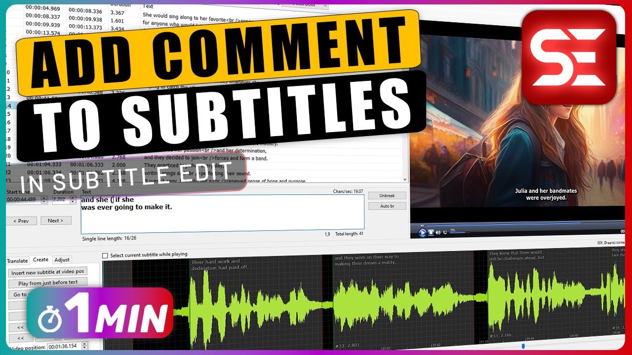 Subtitle Edit : How to Add COMMENT for Subtitles - YouTube