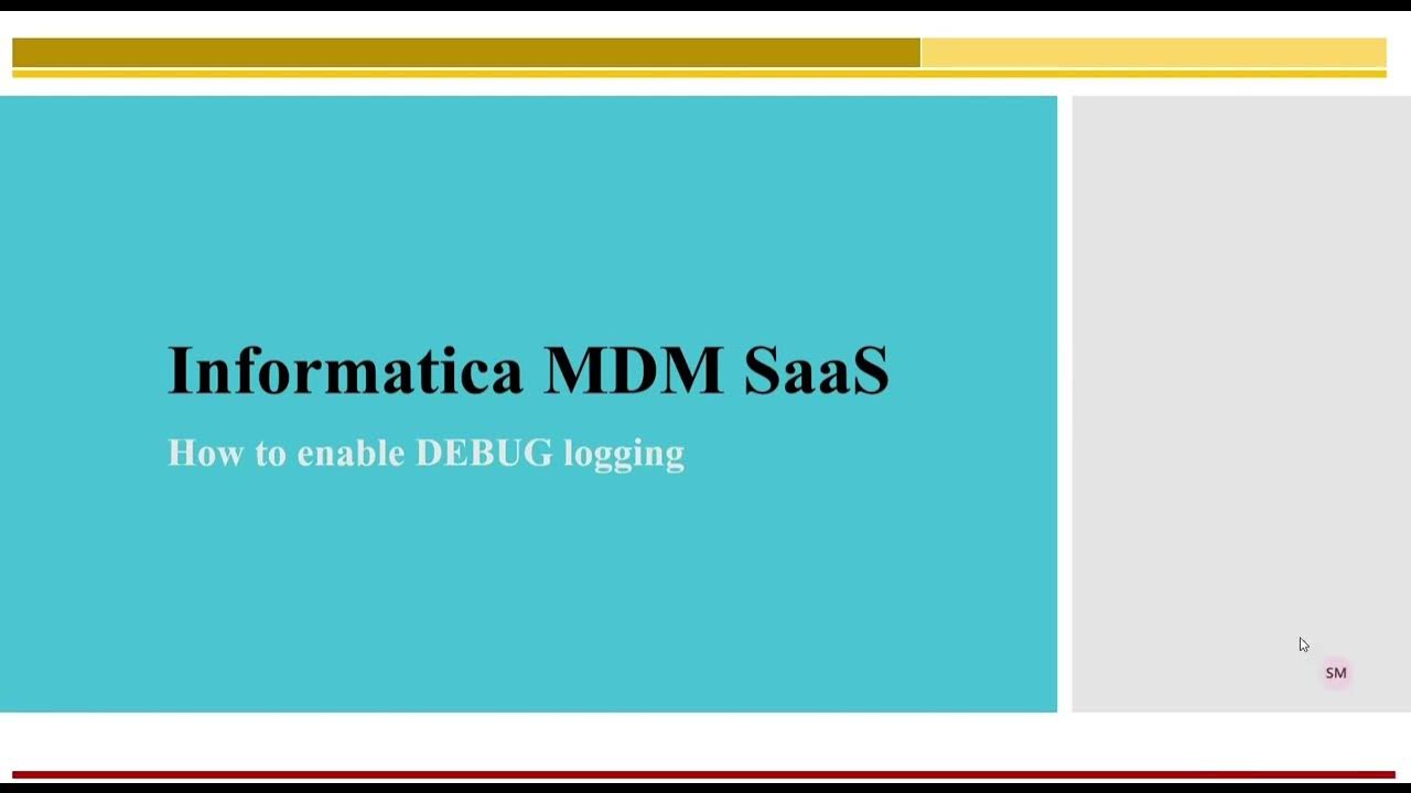 008 - Informatica MDM Cloud - How to enable Debug logging in IDMC/IICS - YouTube