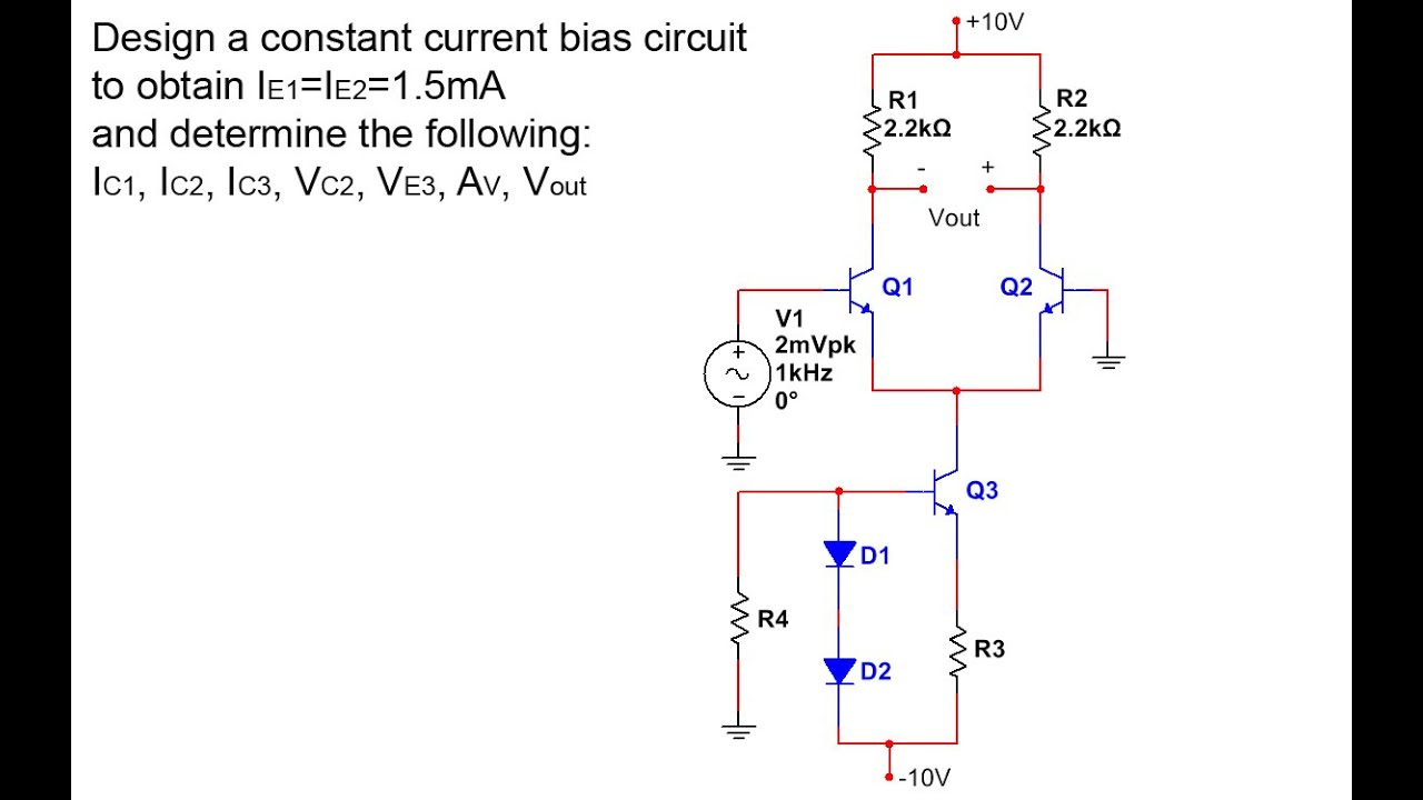 Constant Current Bias Circuit Design | Calculate IC1, IC2, IC3, VC2 ...