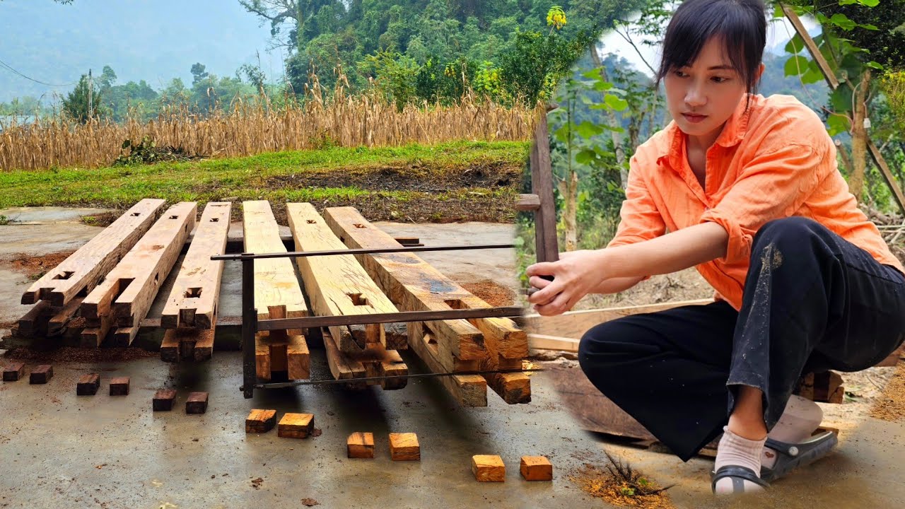 How the girl built the wooden house - Lý Thị Hoa - YouTube