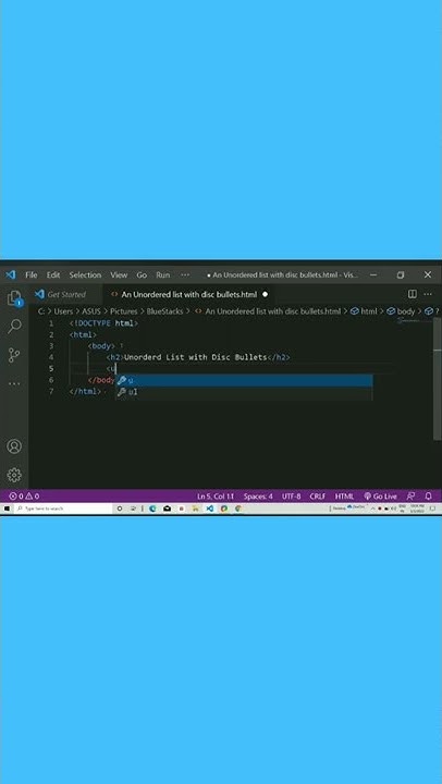 HTML TUTORIAL || An Unordered List With Disc Bullets || #shorts #html ...