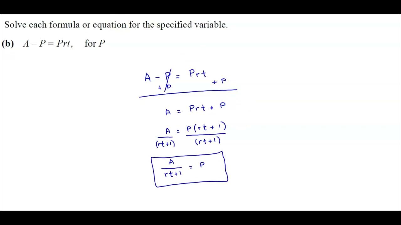 Math 12 1.1 Example 4 Solving for a Specified Variable - YouTube