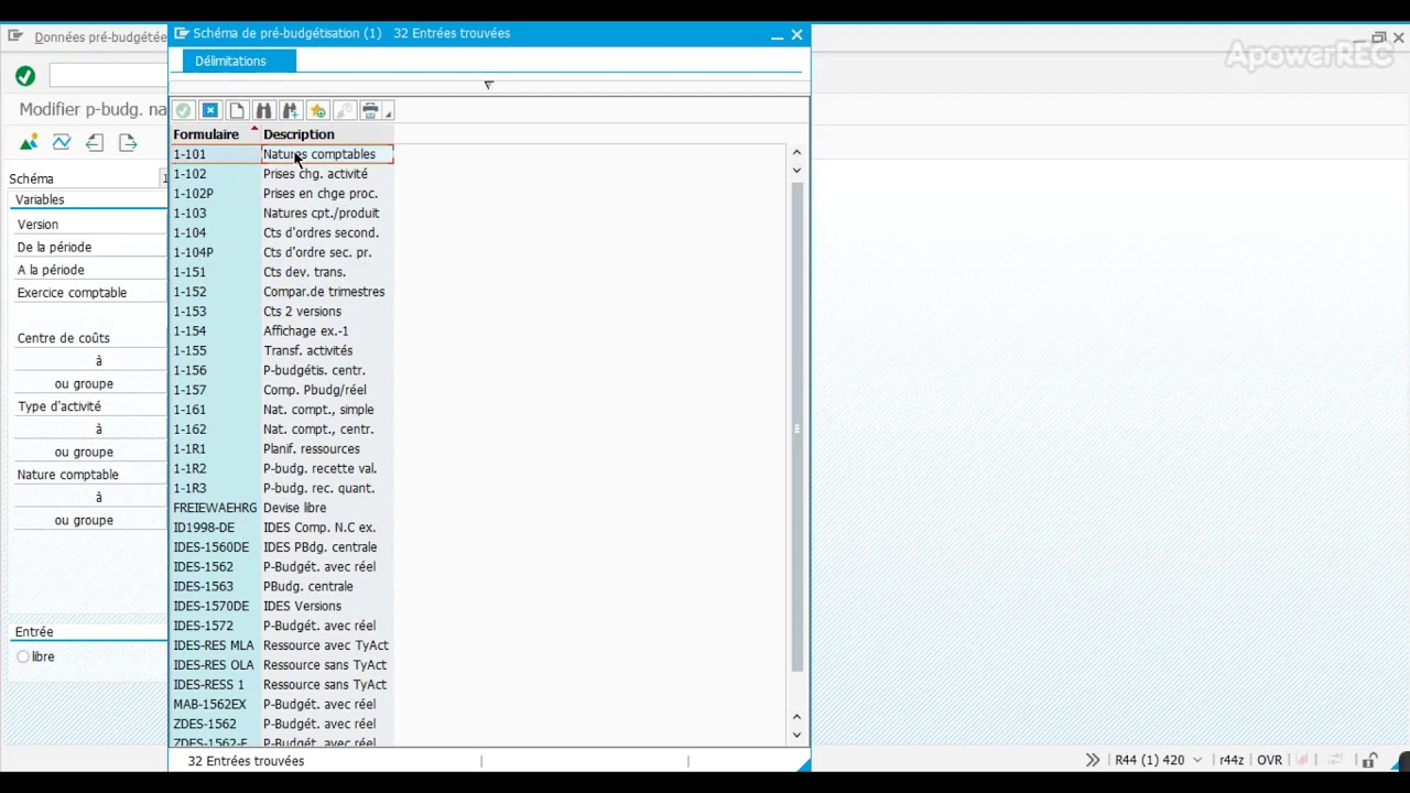 SAP - KP06 - Pré-budgétisation des centres de coûts par nature primaire ...