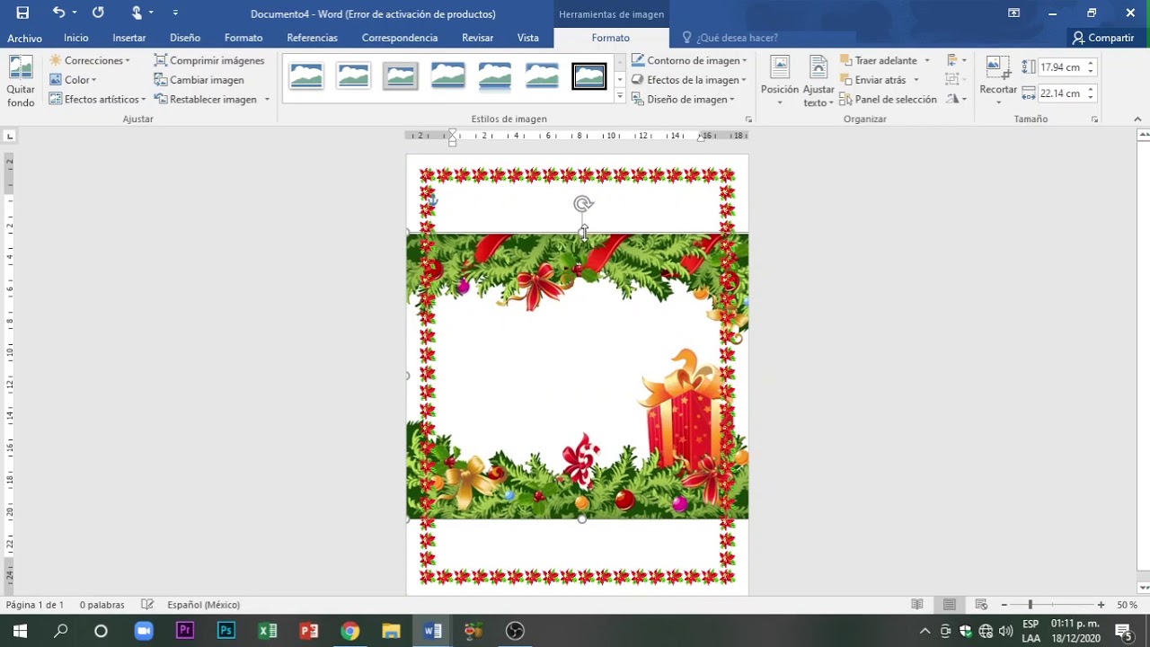 TARJETA DE NAVIDAD EN MICROSOFT WORD - YouTube