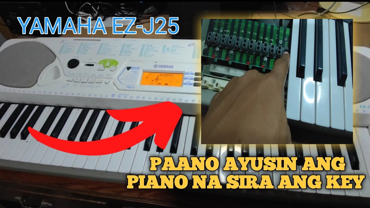 Portable Piano Keyboard Yamaha EZ-J25, How to repair not working 2 keys pad - YouTube