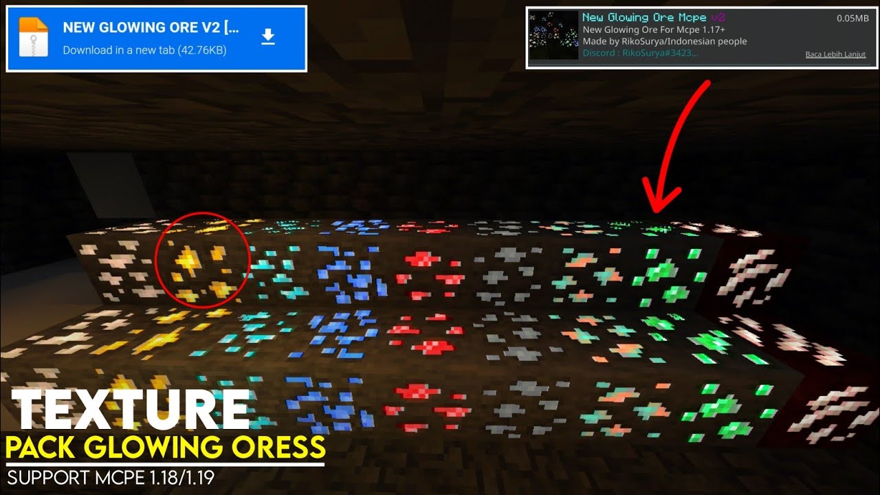 texture pack glowing ores mcpe 1.19 - texture pack glowing ores mcpe 1.18 - YouTube